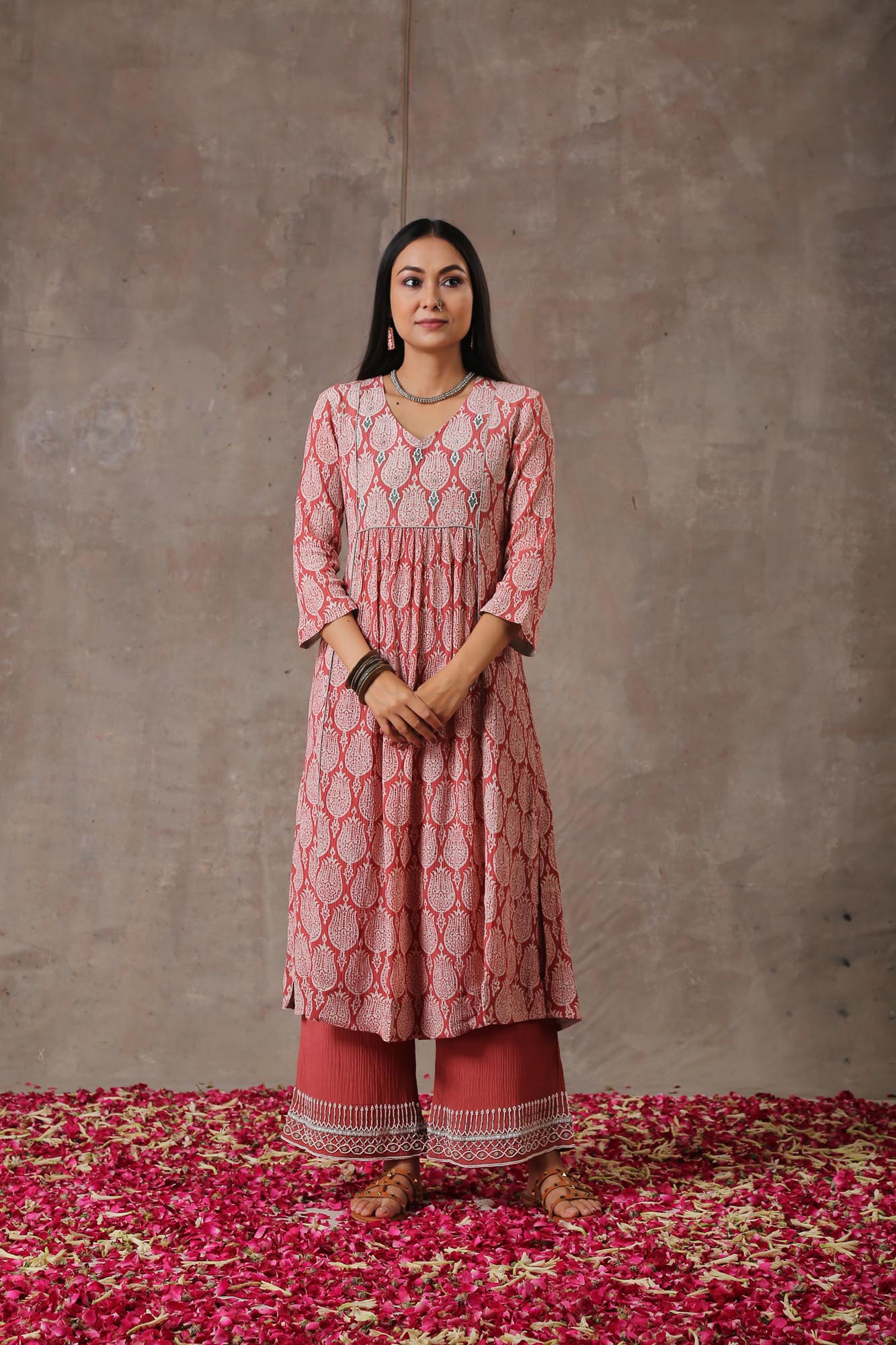 Hand Embroidered A line Kurta Set
